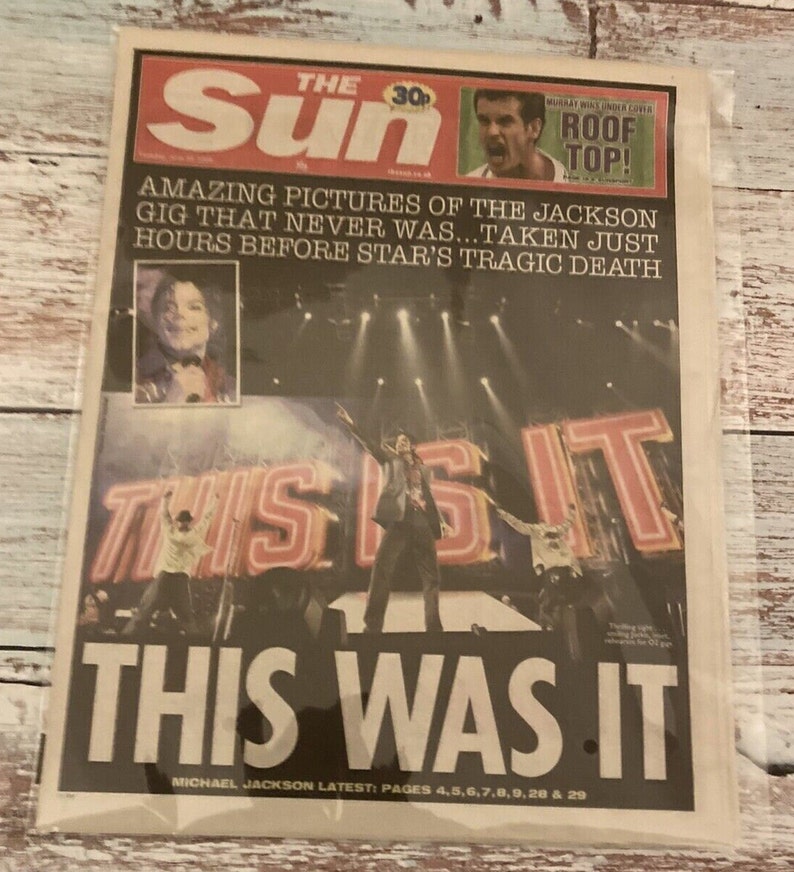 Michael Jackson This is It Newspaper the Sun Newspaper MJ RIP Tribute ...