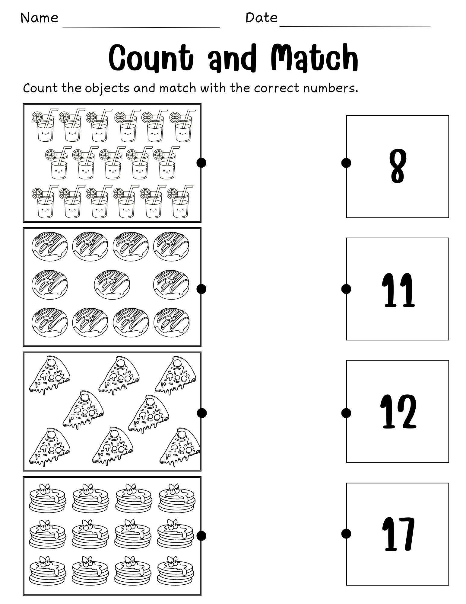Printable Count and Match Worksheets, Count and Match, Printable ...
