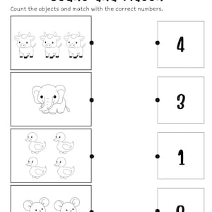 Printable Count and Match Worksheets: Preschool Kindergarten Math ...