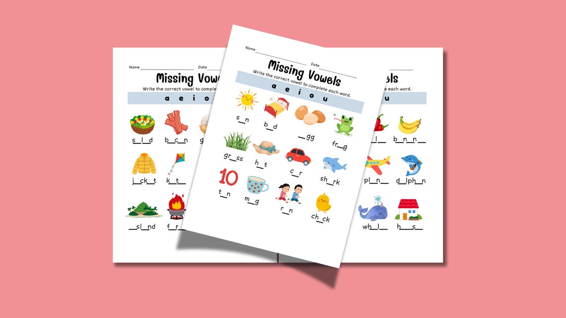 Printable Missing Letter Worksheets, Missing Vowels Activity, Learning ...