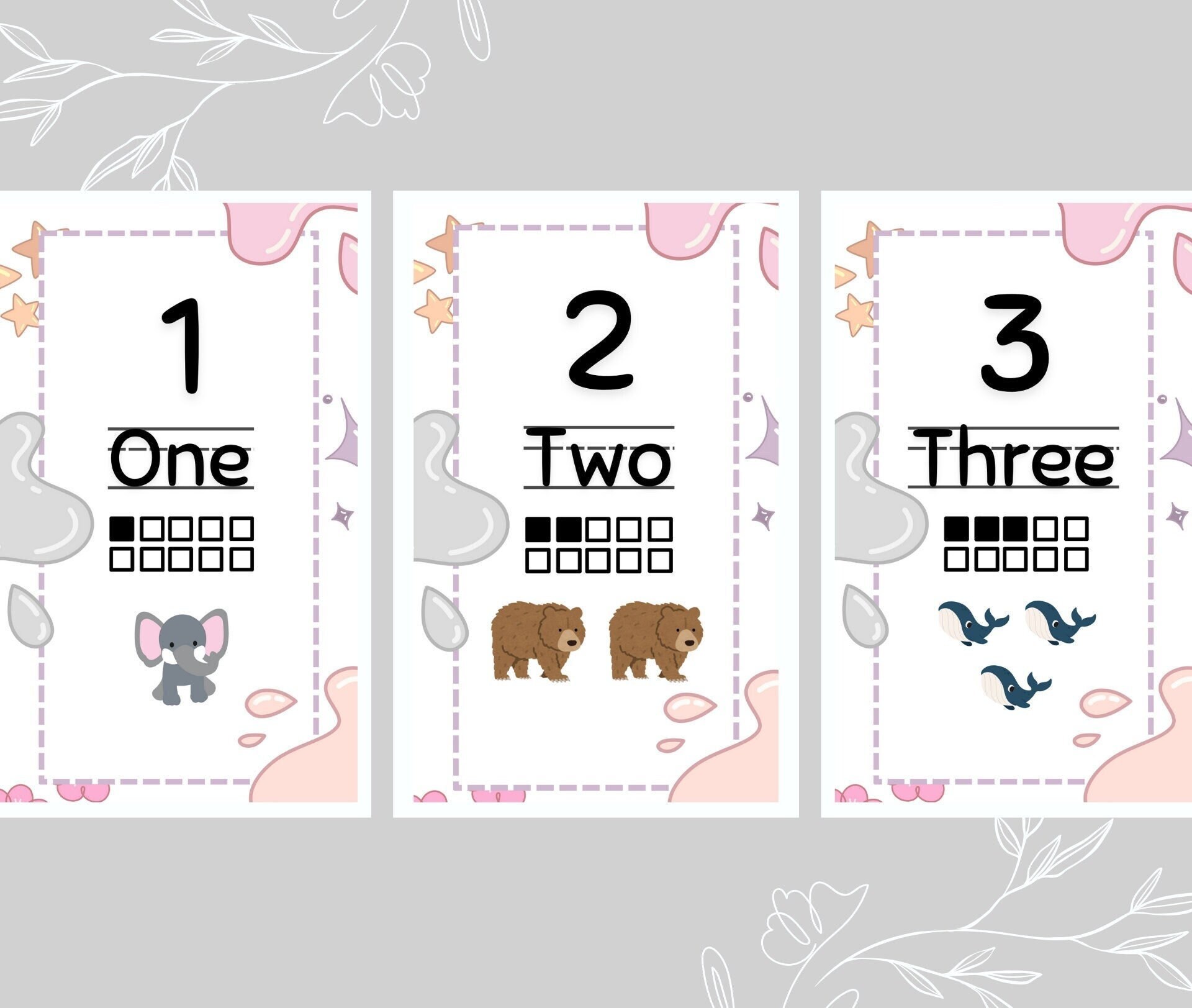 1-10 Children Number Cards Counting Practice for Classroom, Printable ...
