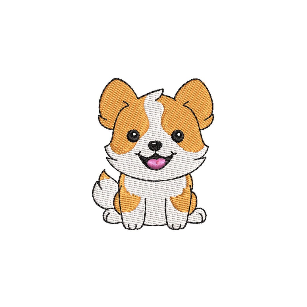 Cute Welsh Corgi Cartoon Embroidery Design, File, 5 Sizes, Welsh Corgi ...