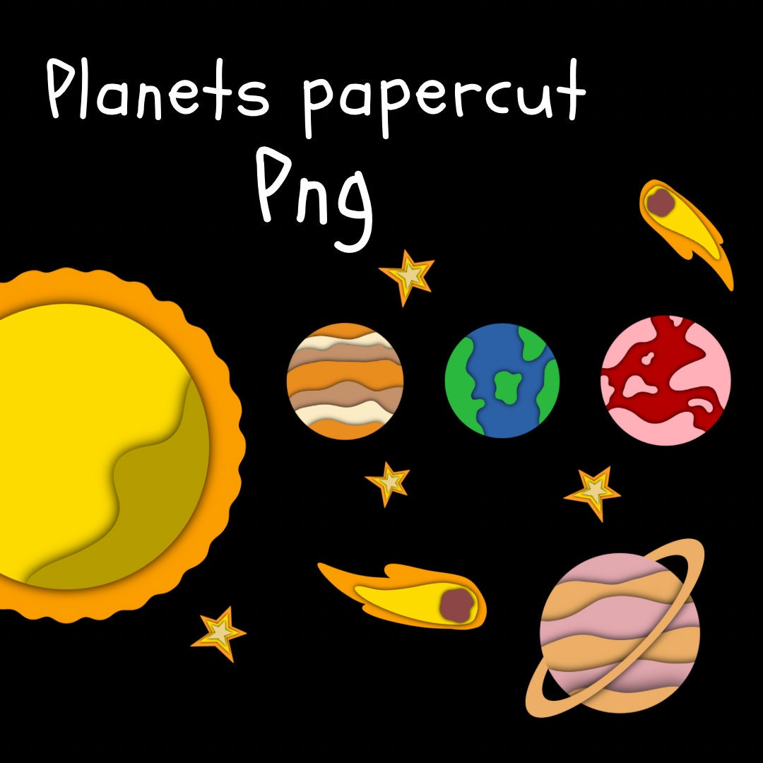 Planets Clipart, Planets Papercut Png, Cute Planets PNG, Instant ...