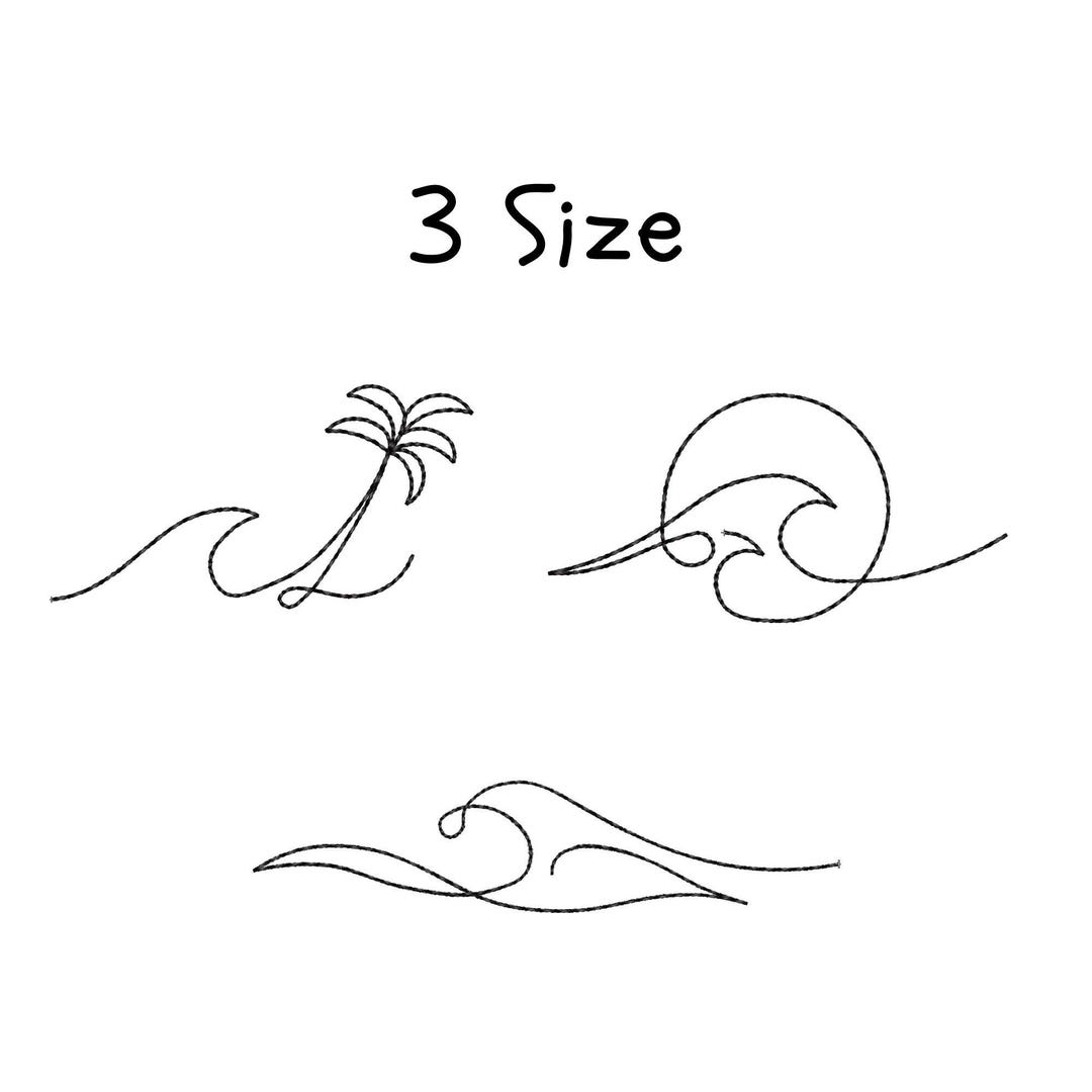Wave Embroidery Design: 3 Sizes Machine Embroidery File (instant ...