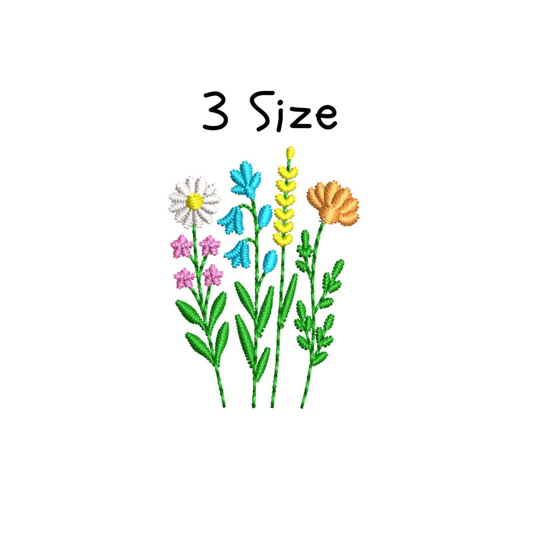 Wildflower Machine Embroidery Design: 3 Sizes (digital Download) - Etsy