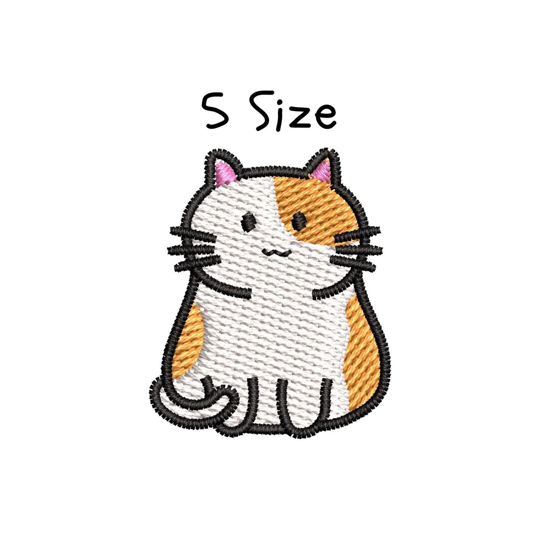Cartoon Cat Embroidery Design, Kitten Machine Embroidery File (5 Sizes ...