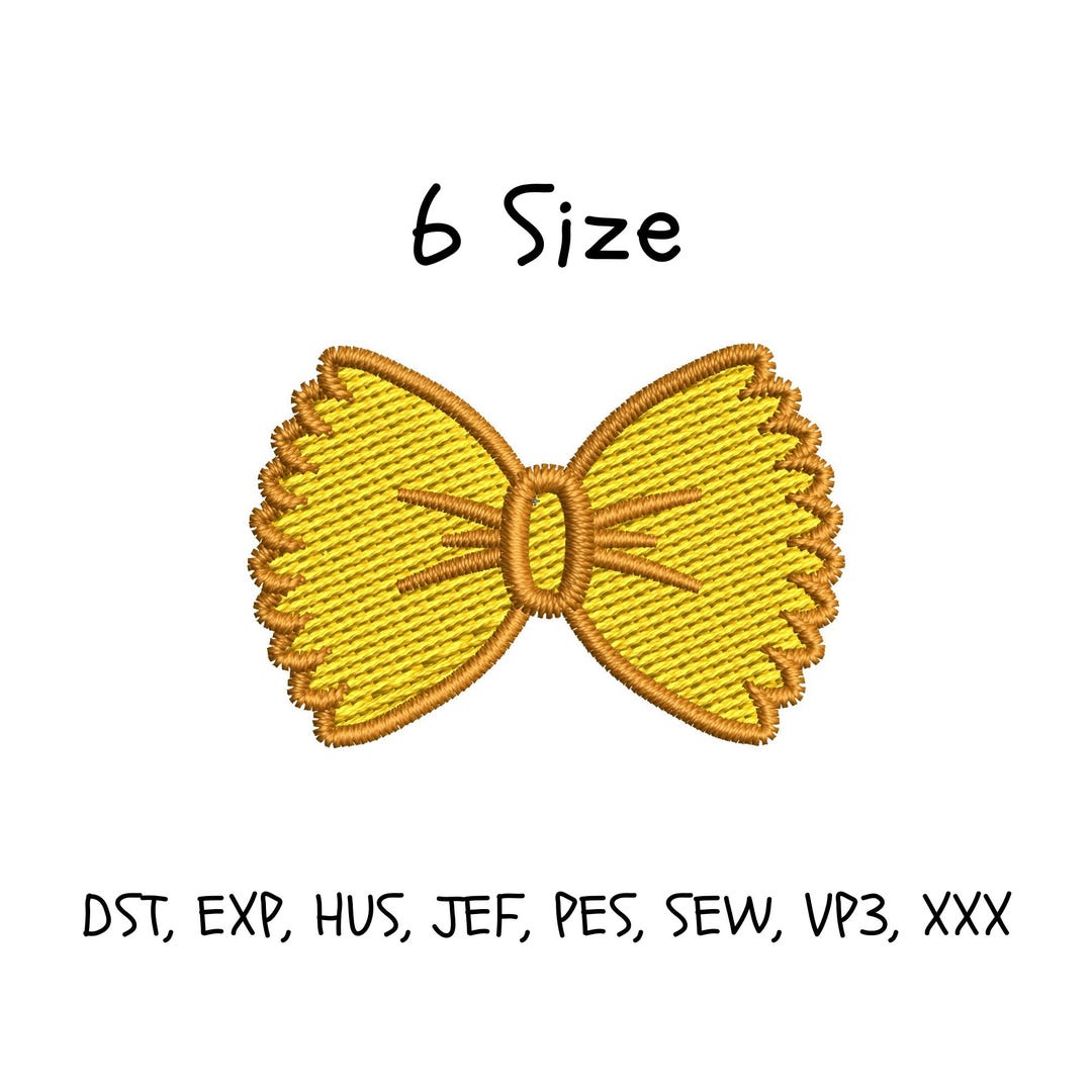 Bow Tie Pasta Embroidery Design: 6 Sizes (instant Download File) - Etsy