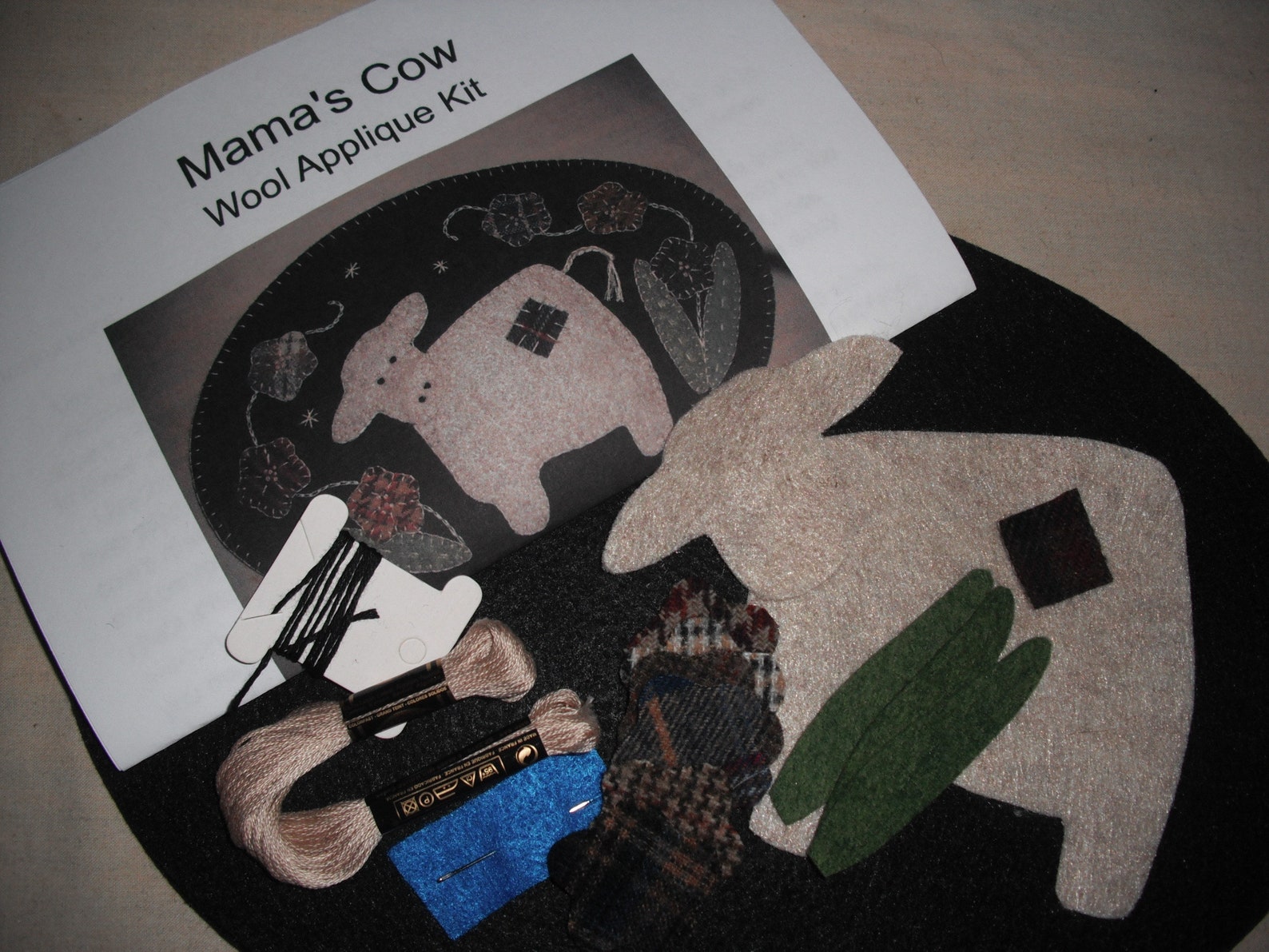 Pre-cut Wool Applique Kit Momma's Cow Penny Rug/ - Etsy