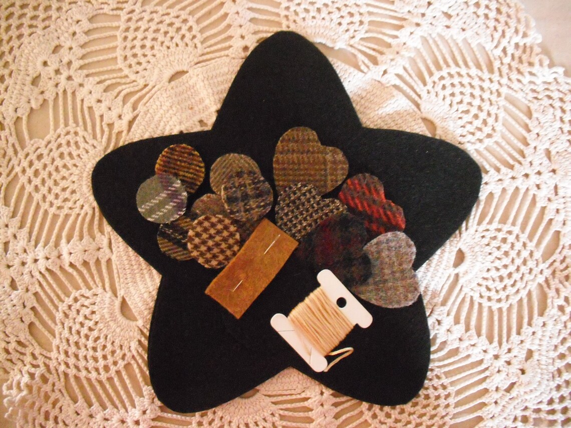 Pre-cut Penny Rug/ Candle Mat Kit- Ethan's Star- Primitive Wool ...