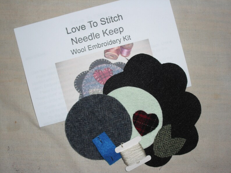 Wool Embroidery Needle Keep Kit -love to Stitch- Wool Applique - Etsy