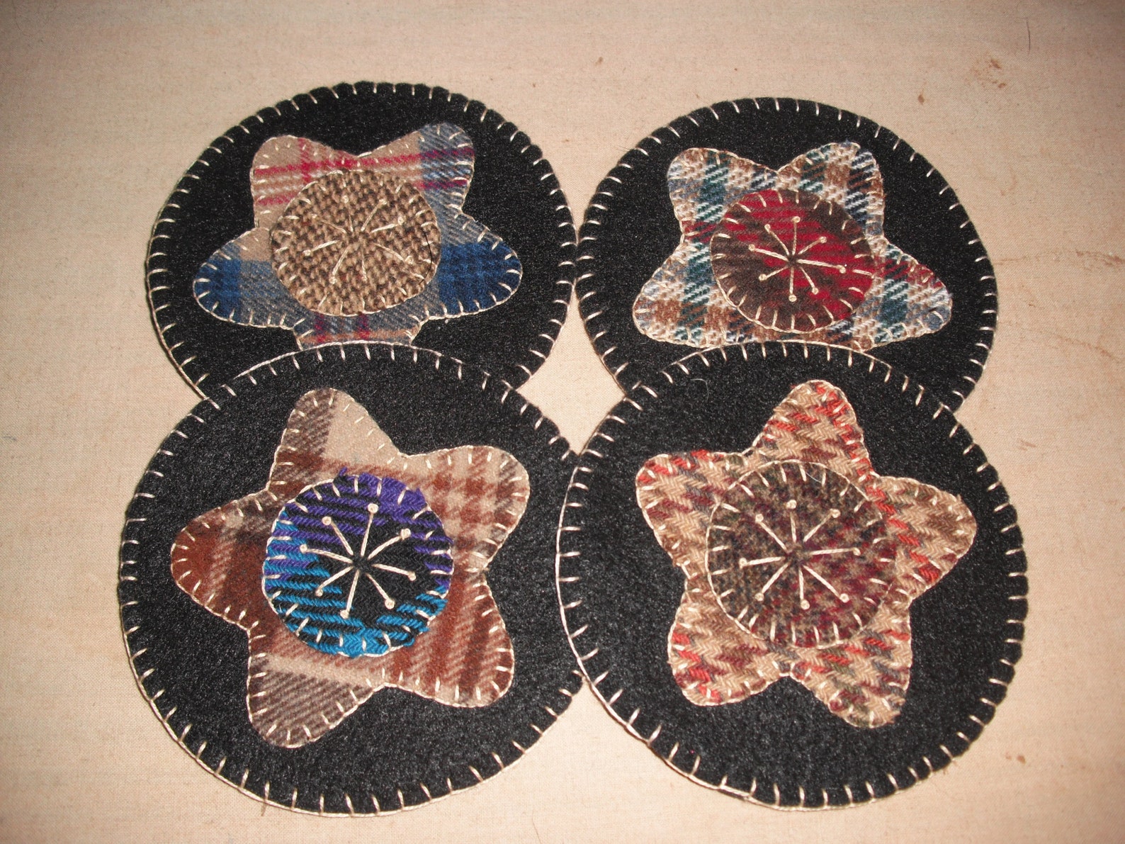Pre-cut Star Coaster Kit Primitive Wool Applique - Etsy