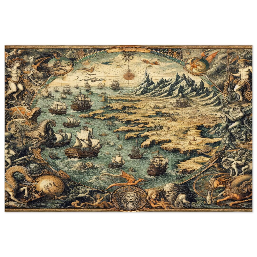 Mythological Fantasy Map Jigsaw Puzzle 30, 110, 252, 500, 1000 Piece - Etsy