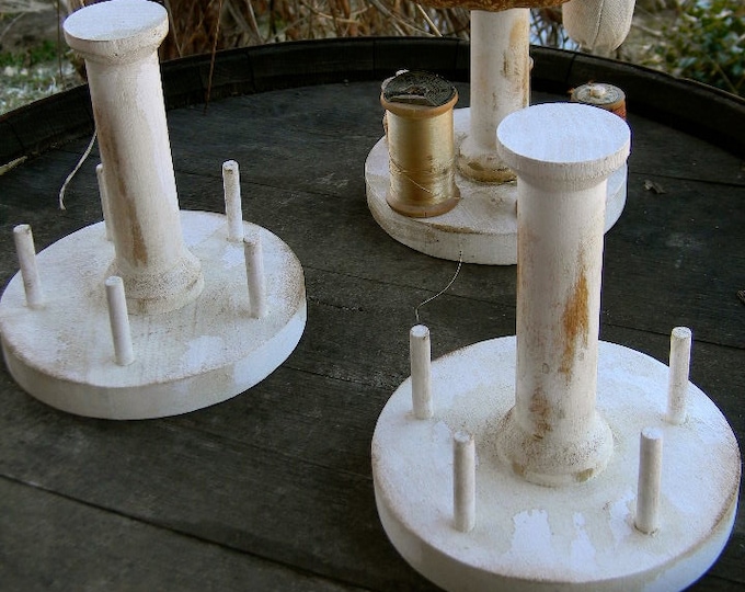 Farmhouse White WOODEN Spool Stand Pin Cushion BASE ONLY for Fat Hen ...