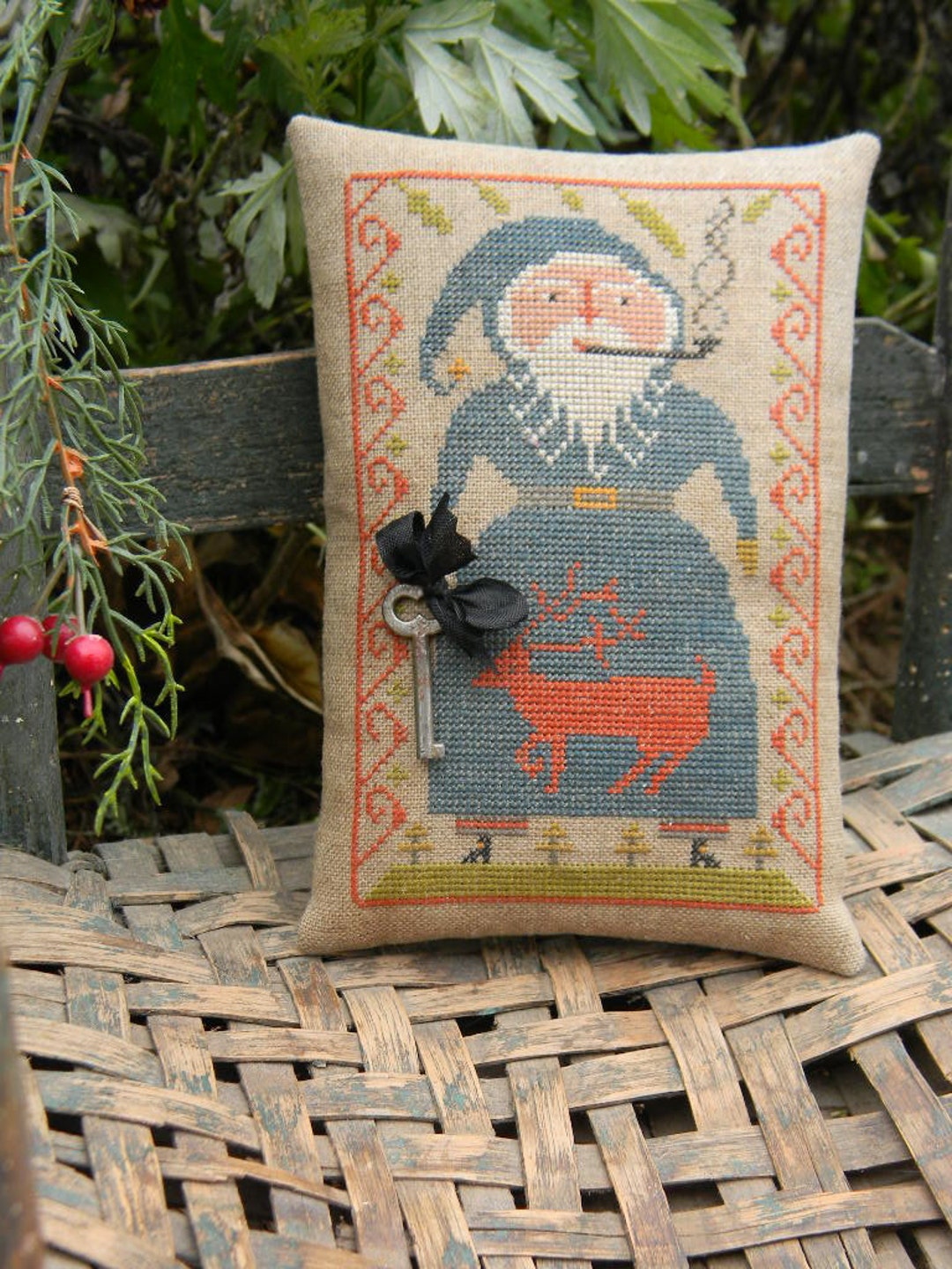 Blue Belsnickle Cross Stitch PAPER PATTERN - From Notforgotten Farm - Etsy