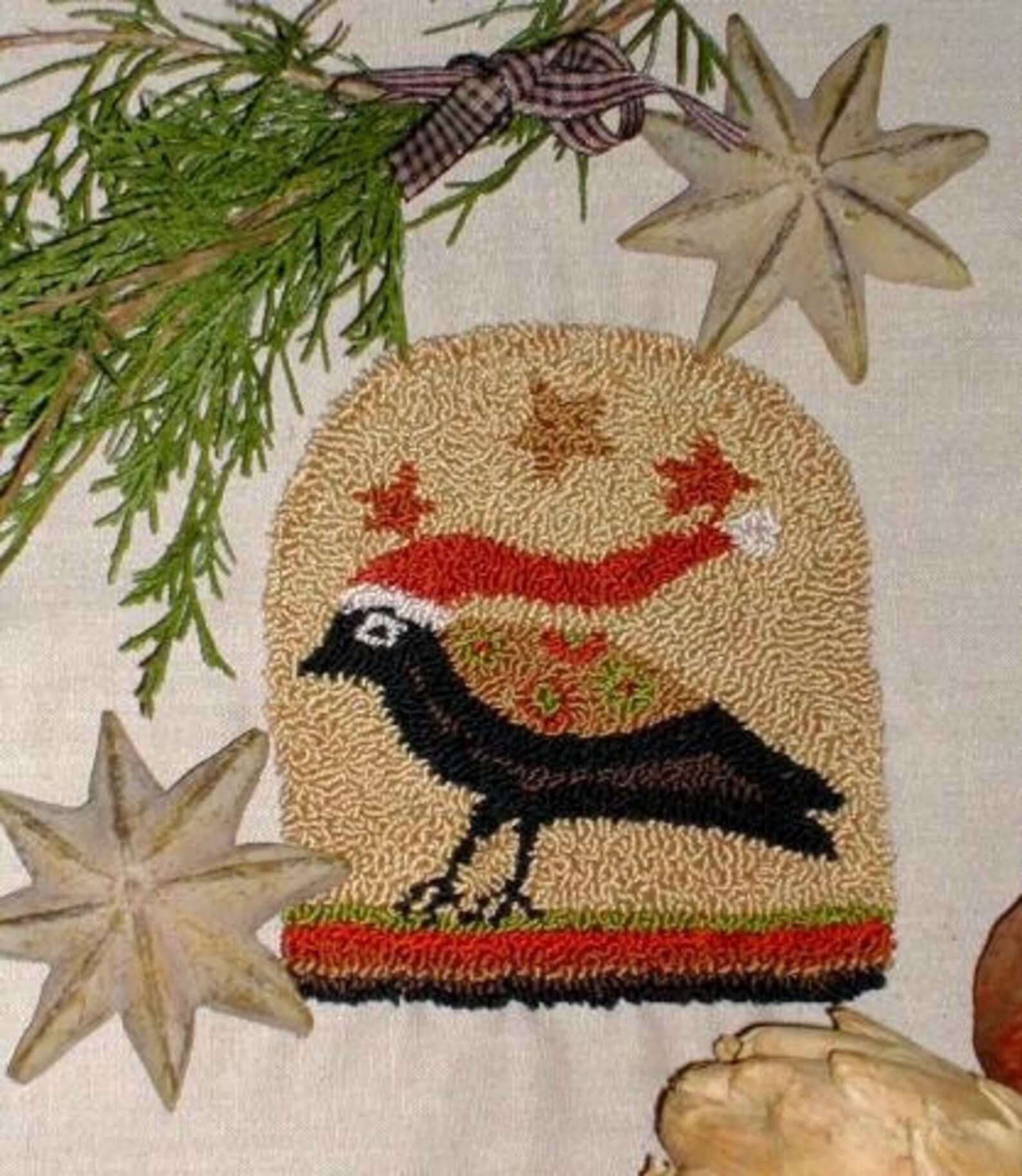Santa Caws Primitive Needle Punch Pattern From Notforgotten Farm Etsy ...