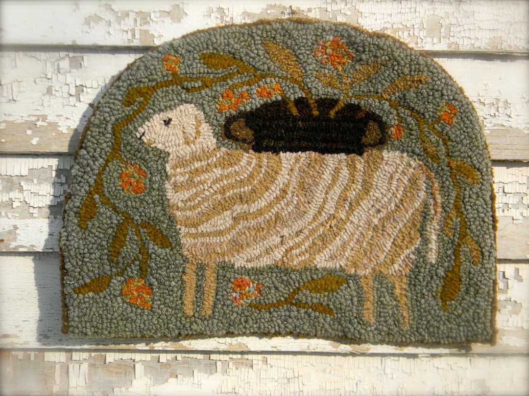 Tombstone Sheep Hooked Rug Pattern From Notforgotten Farm™ ~ PAPER ...