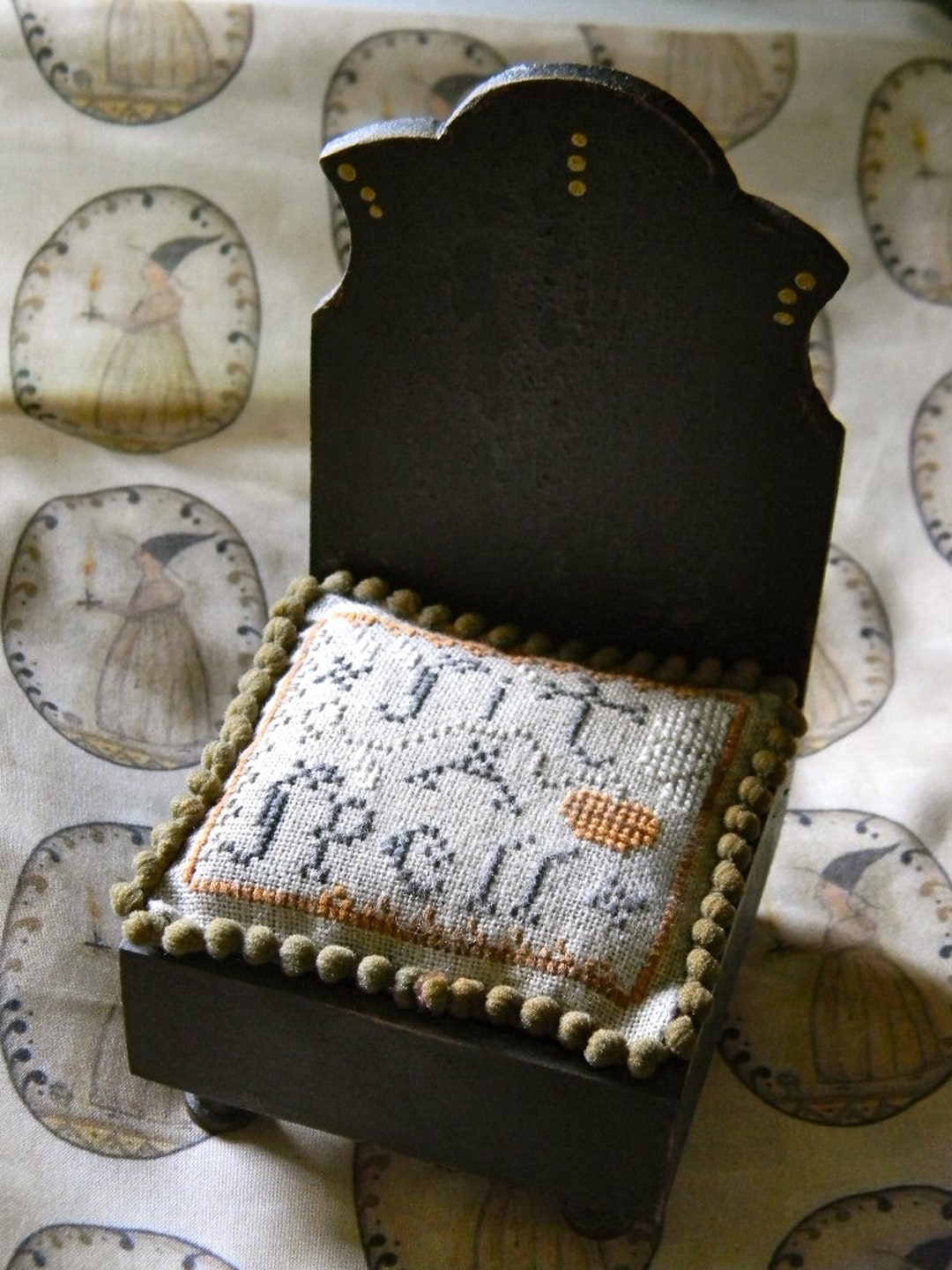 Painted Wooden Chair Pincushion Base - for Sit a Spell Cross Stitch ...