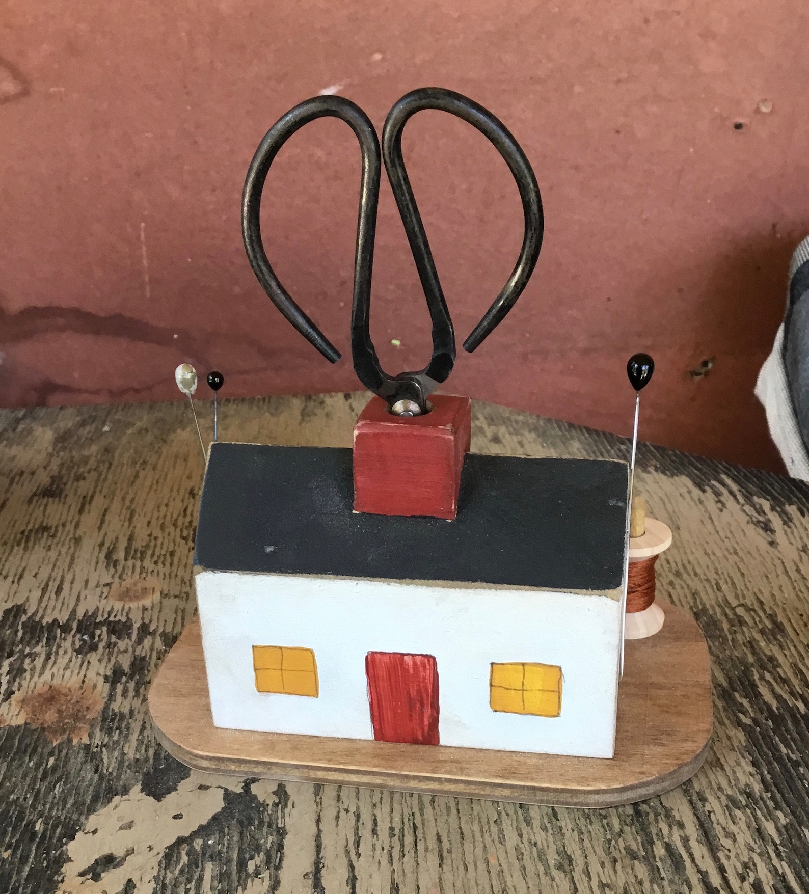 Finished Wooden Stitcher's Farmhouse Thread & Scissors | Etsy