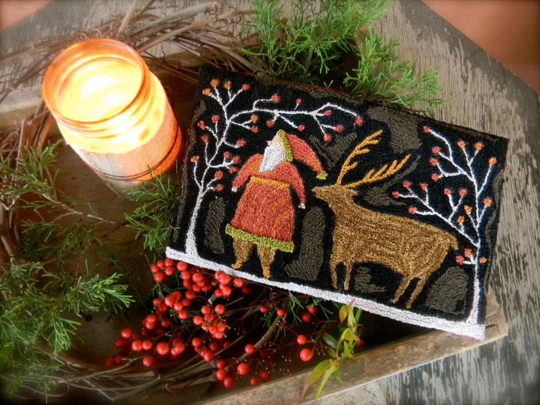 Santa Deer ~ Punch Needle Pattern From Notforgotten Farm™ ~ Paper ...
