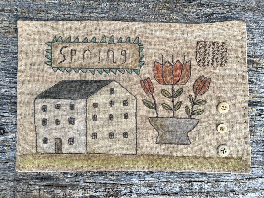 Spring on the Farm ~ Color-shaded Embroidery Sampler ~ Paper/mailed ...