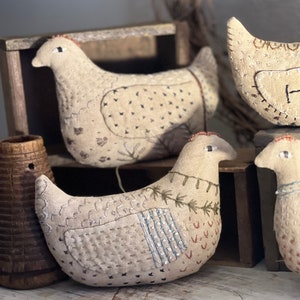 Stitching Chickens ~ Pdf/download Primitive PATTERN ~ From Notforgotten ...