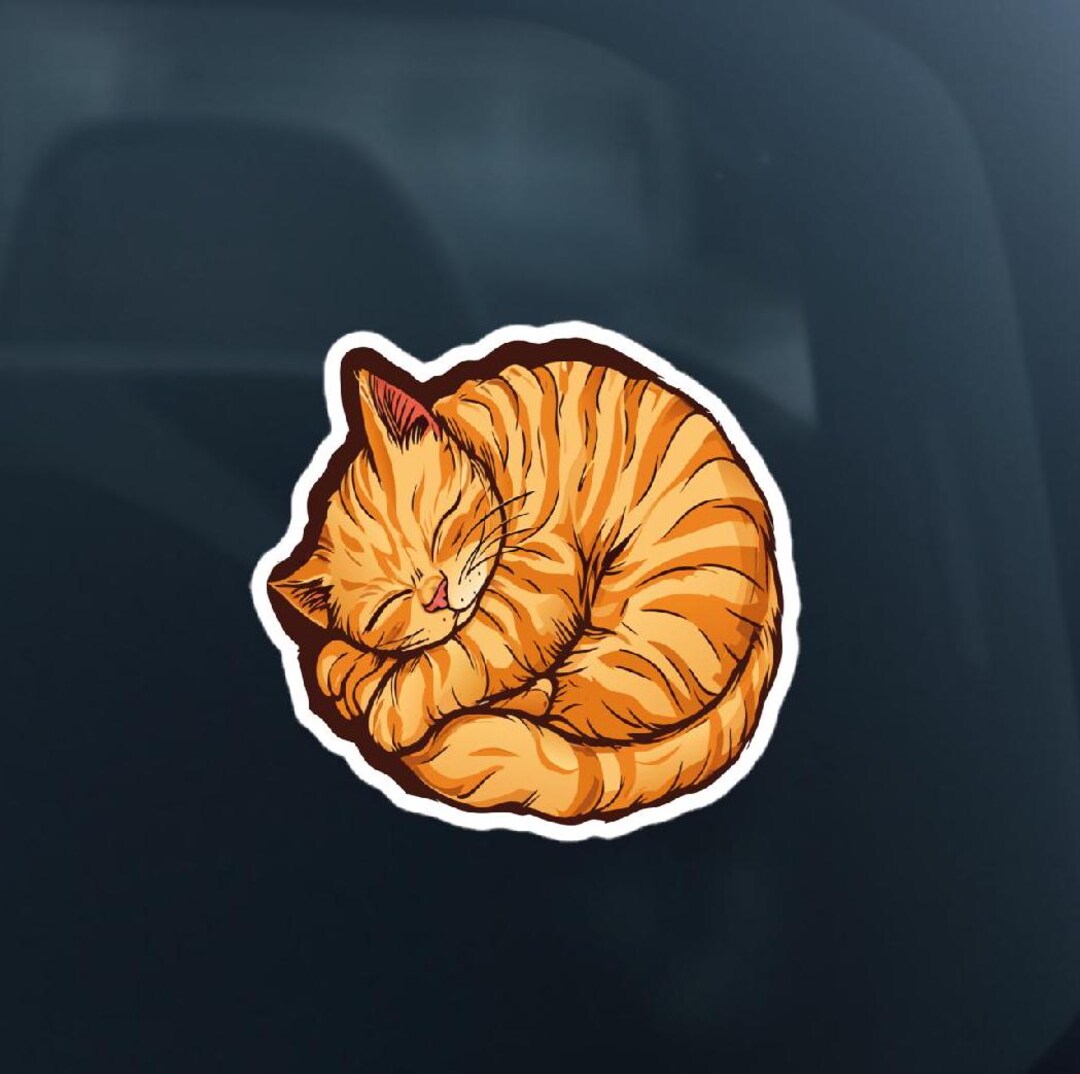 Orange Cat Car Sticker, Car Sticker, Cat Lover Gift, Orange Cat Sticker ...