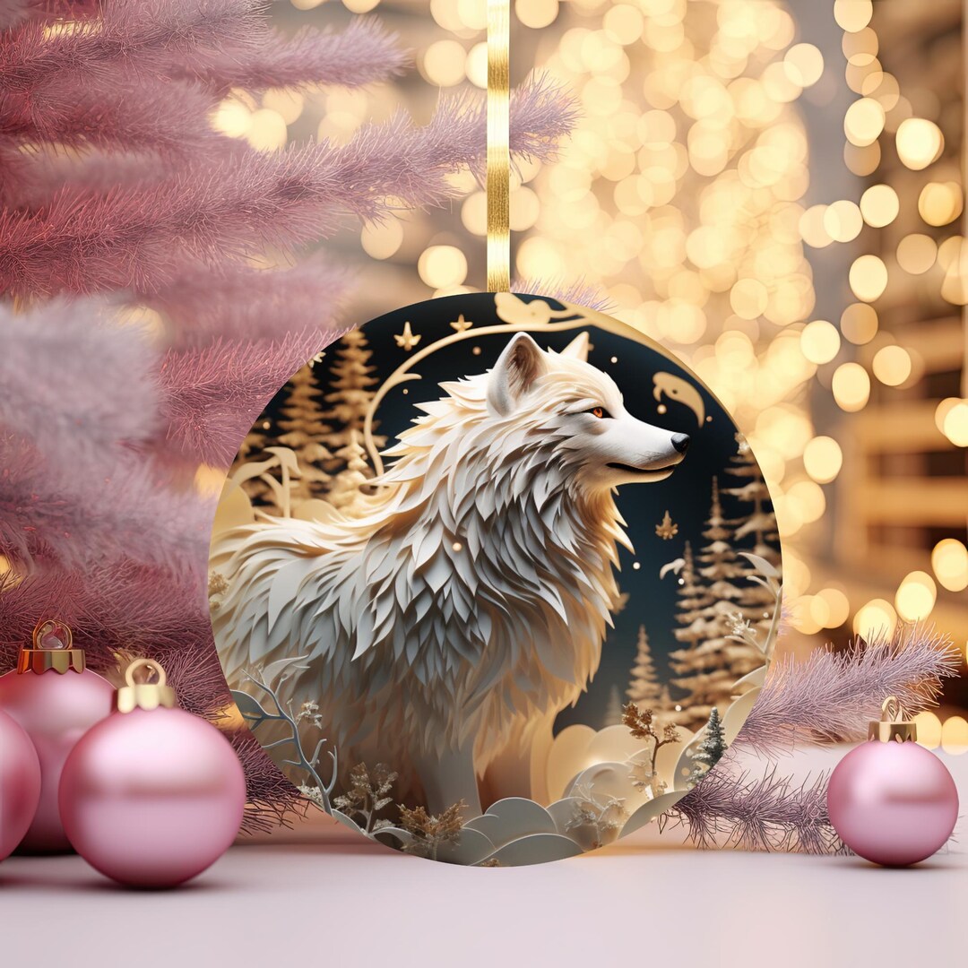 Wolf Christmas Ornament Listing 1 - Etsy