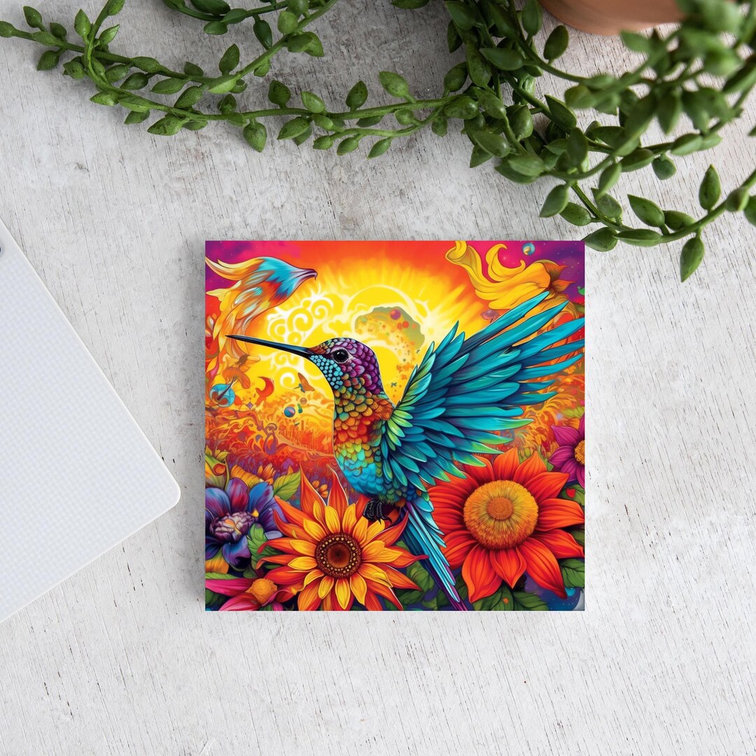 Set of Square Hummingbird Themed Ceramic Coasters - Etsy