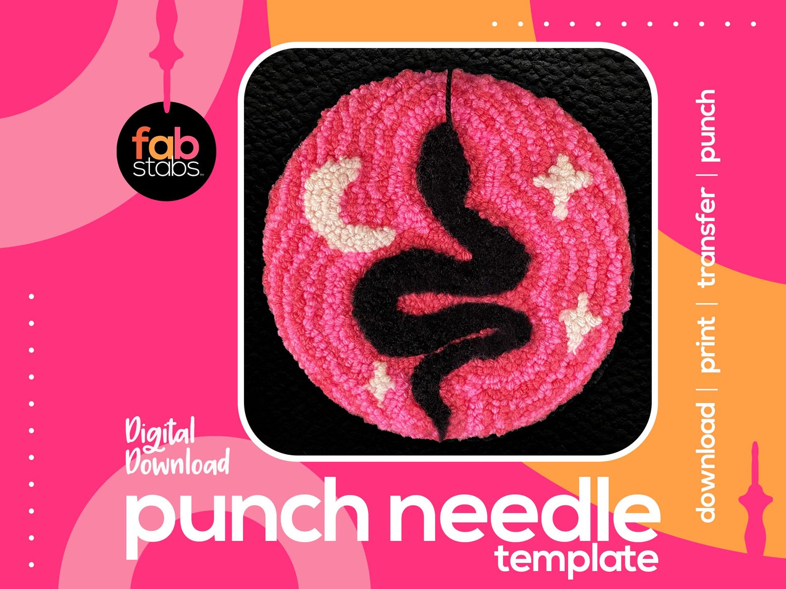 Boho Snake Digital Pattern for Punch Needle, Printable Templates, PDF ...