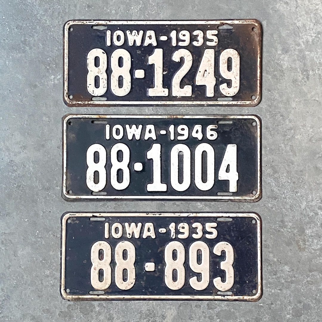 Vintage Iowa License Plates 1930's Union County Wall Art Display ...