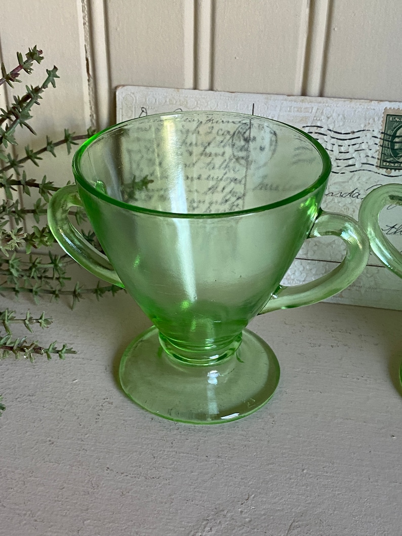 Green Depression Glass Sugar Creamer Set of 2 Christmas | Etsy Green Depression Glass Sugar Creamer Set of 2 Christmas | Etsy