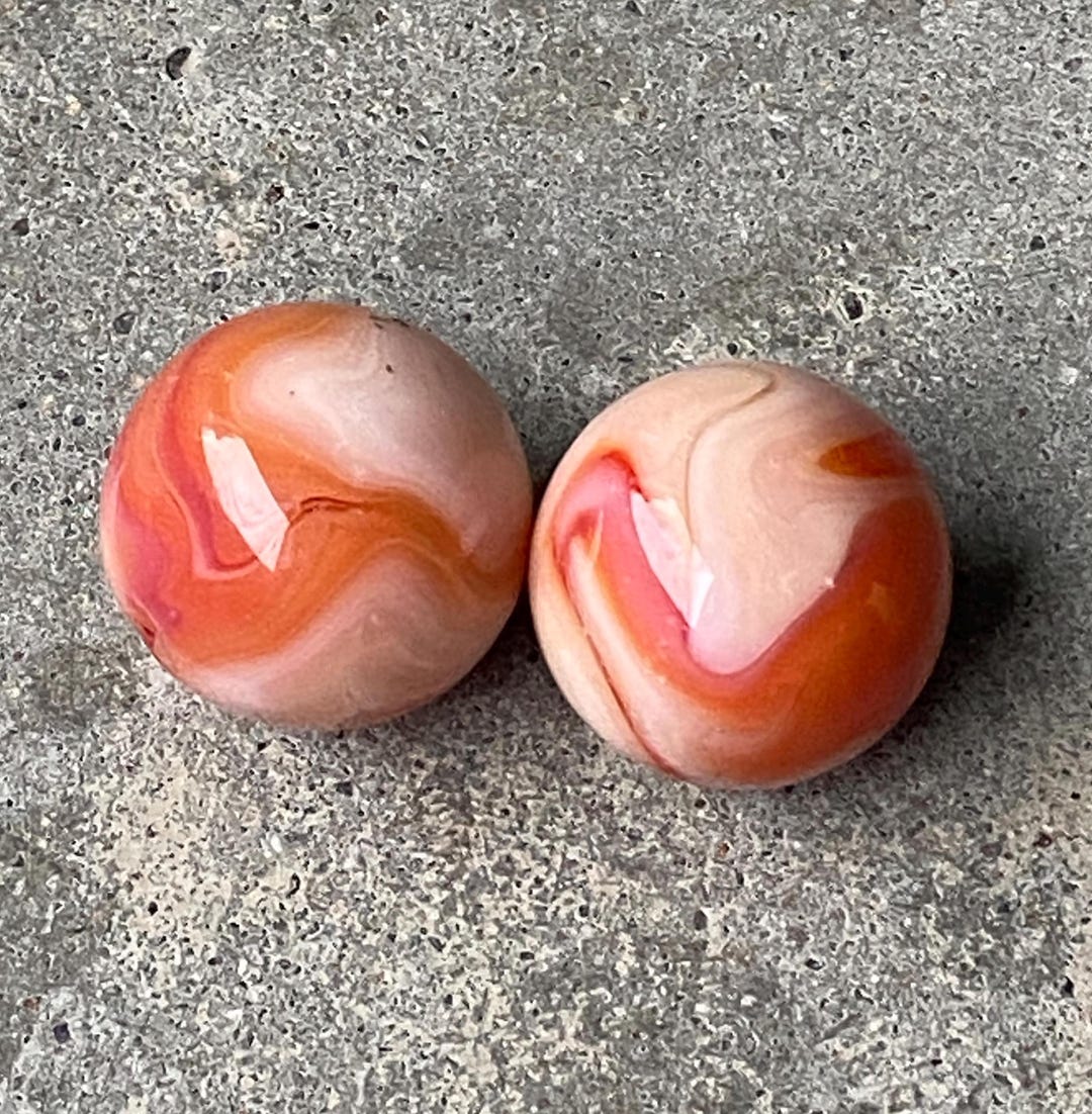 Large Vintage Glass Shooter Marbles Set of Two Orange Swirl 1 Inch - Etsy