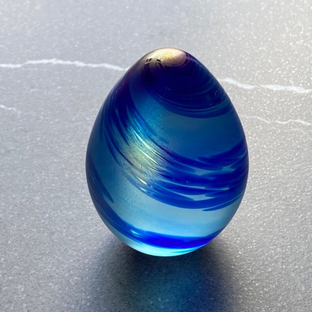 Handblown Blue Iridescent Glass Paperweight Art Sculpture - Etsy
