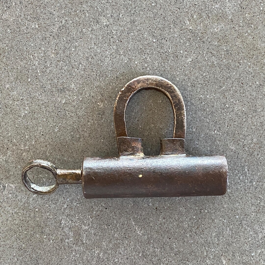 Antique Barrel Padlock With Key Working Hand Forged Iron Primitive - Etsy