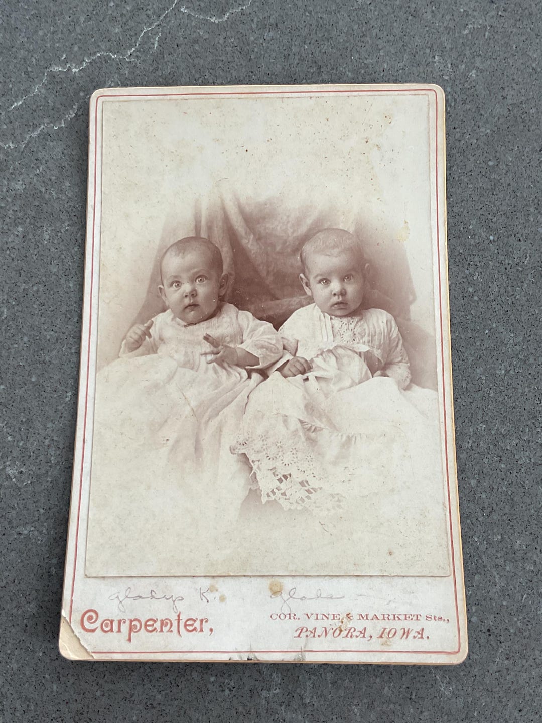 Twins Babies Vintage Cabinet Card Photo Baby Infants in Gowns Sepia ...