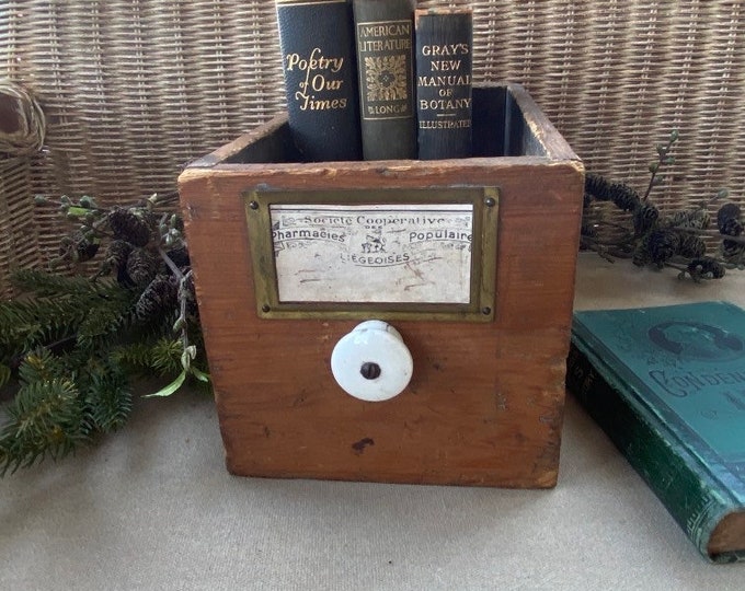 Vintage Wood Drawer With Porcelain Knob and Label Farmhouse Primitive ...