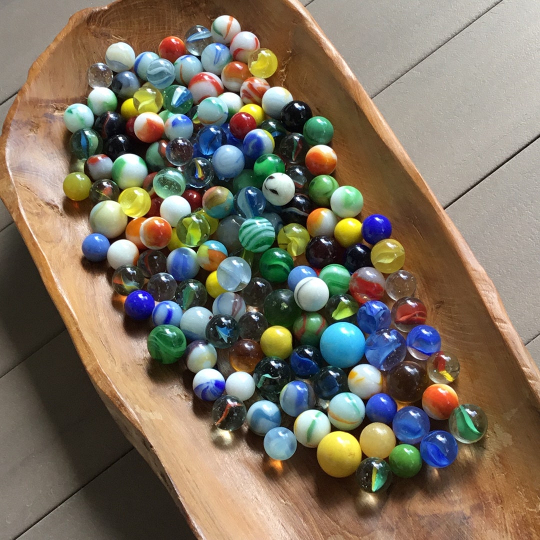 Vintage Glass Marbles Lot of 18 Swirl Cat's Eye Akro Marble King 1920 ...