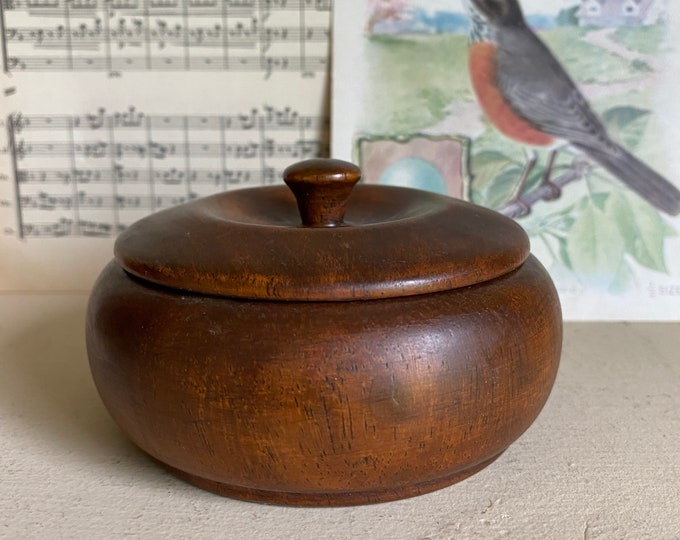 Antique Wood Treen Box With Lid Vintage Trinket Container - Etsy