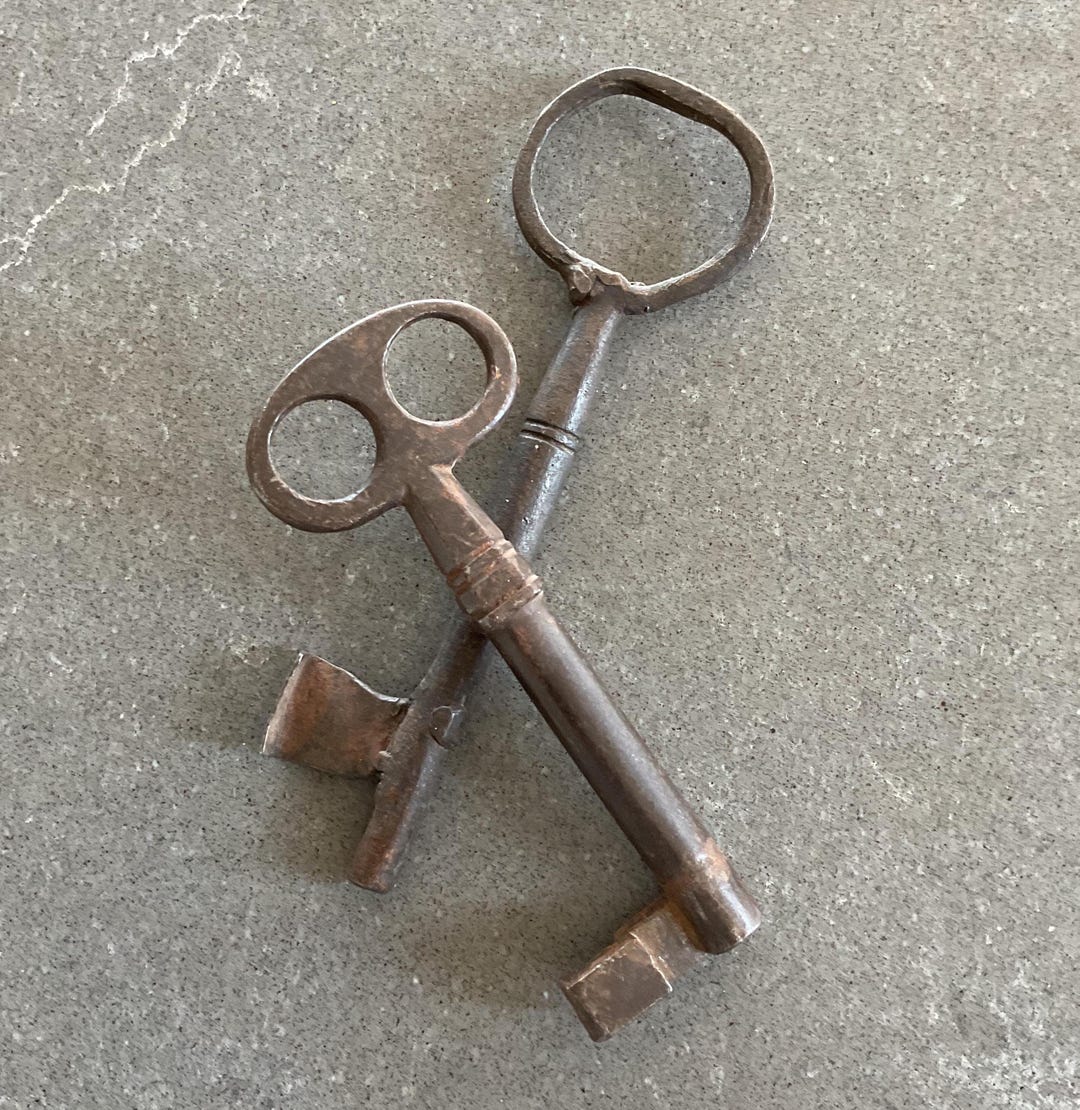 Very Large Vintage Church Keys Hand Forged Cast Iron 1800's Historic ...