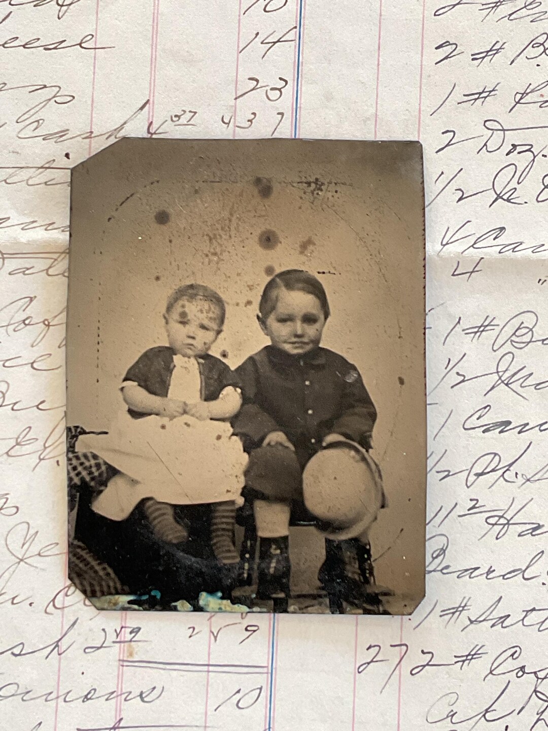 Tin Type Two Children Ferrotype Civil War Era Antique Photograph Photo ...