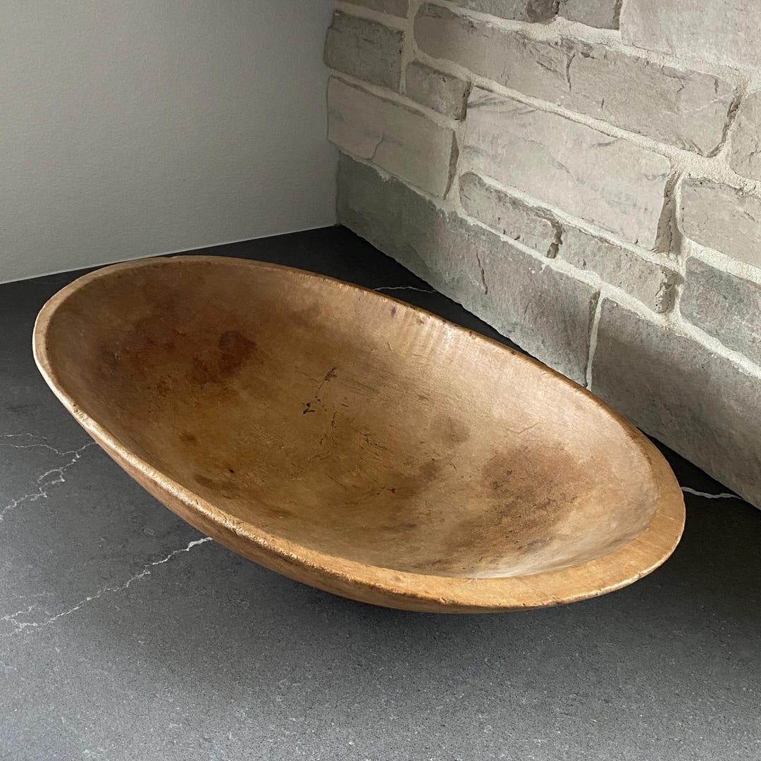 Large Dough Bowl Oval Primitive Antique Hand Made 1800 Wood Centerpiece ...