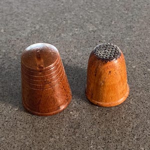 Sewing Thimble Walnut Wood Vintage Hand Sewing Collectible Carradus ...