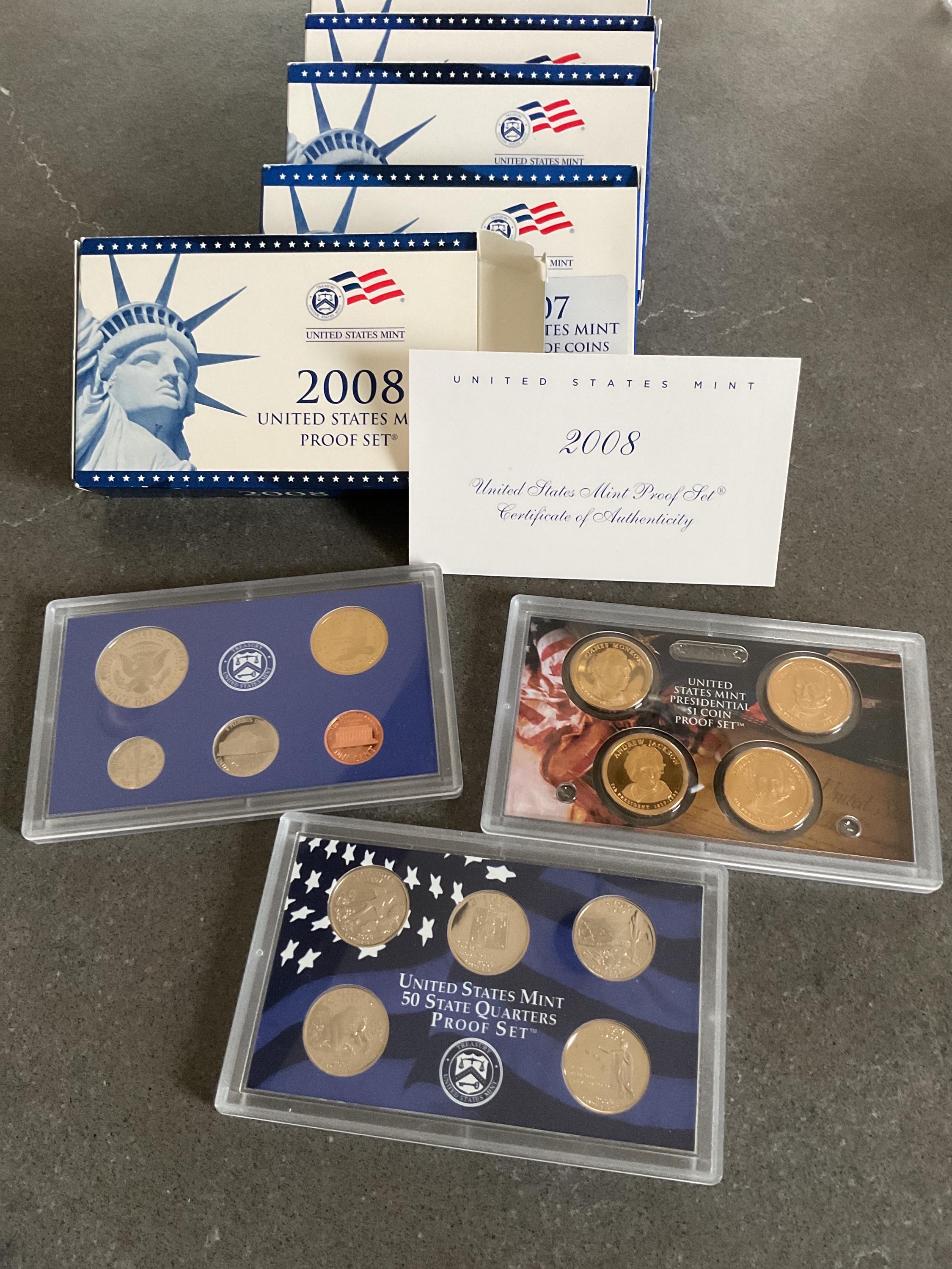 United States Mint Proof Set Uncirculated 1999-2008 From Treasury Coins ...