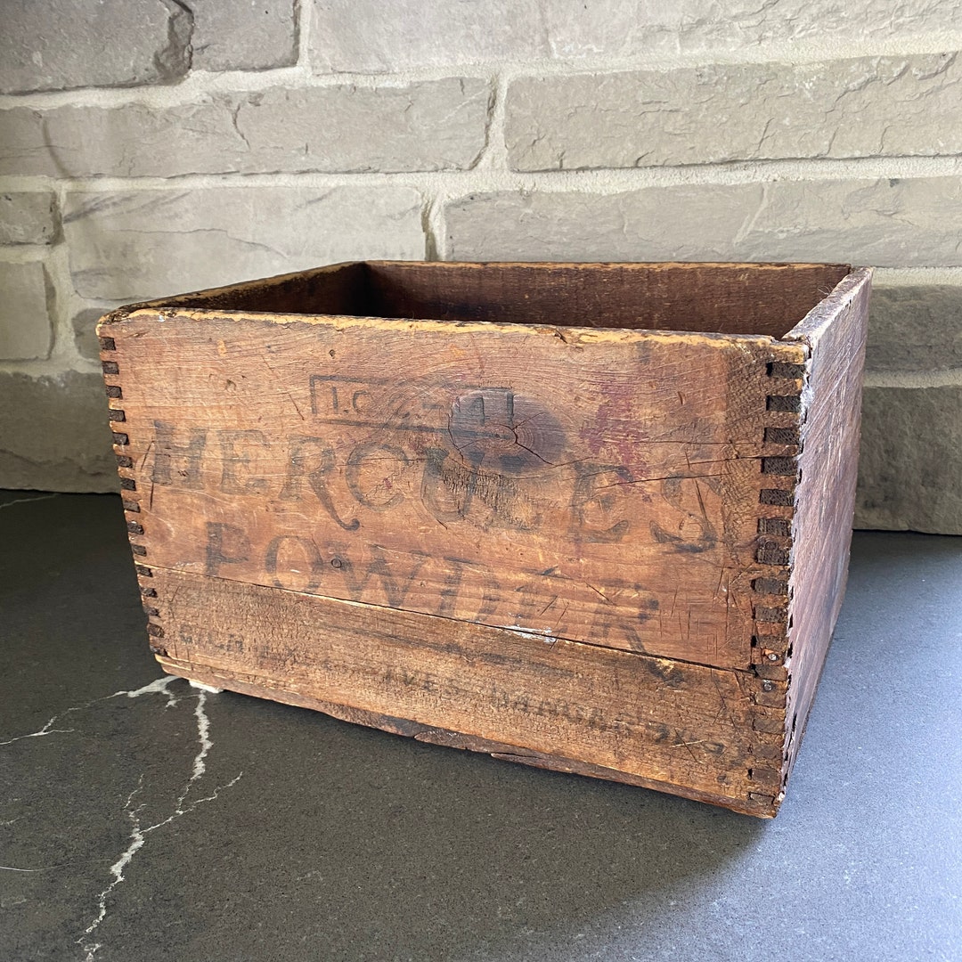 Hercules Powder Company Wood Antique Storage Box Stenciled ...