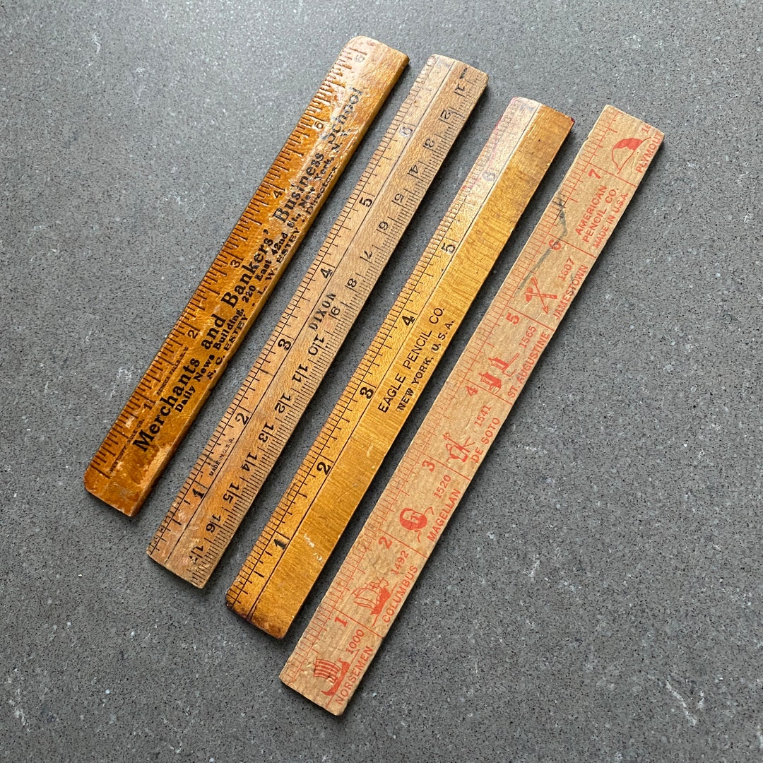 Set of 4 Wood Rulers 7 Vintage Advertising Collectible 1920 Memorabilia ...