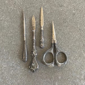 Sterling Silver Manicure Tools Vanity Victorian Memorabilia Button Hook ...