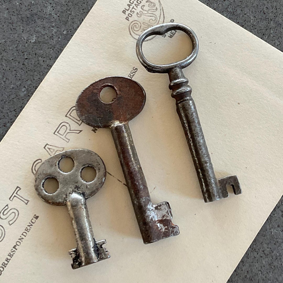 3 Cabinet Vintage Skeleton Keys Authentic Primitive Antique Key ...