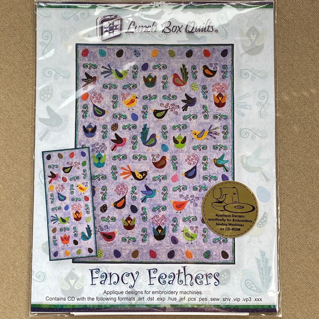 Lunch Box Quilts Fancy Feathers Quilt Machine Embroidery CD Pattern New ...