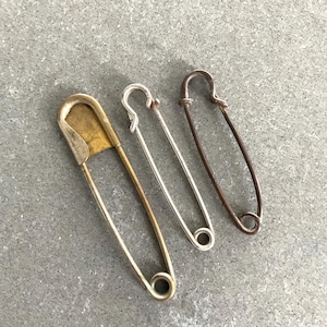 Extra Large Safety Pins Army Brass or Silver Vintage Bag Charm - Etsy