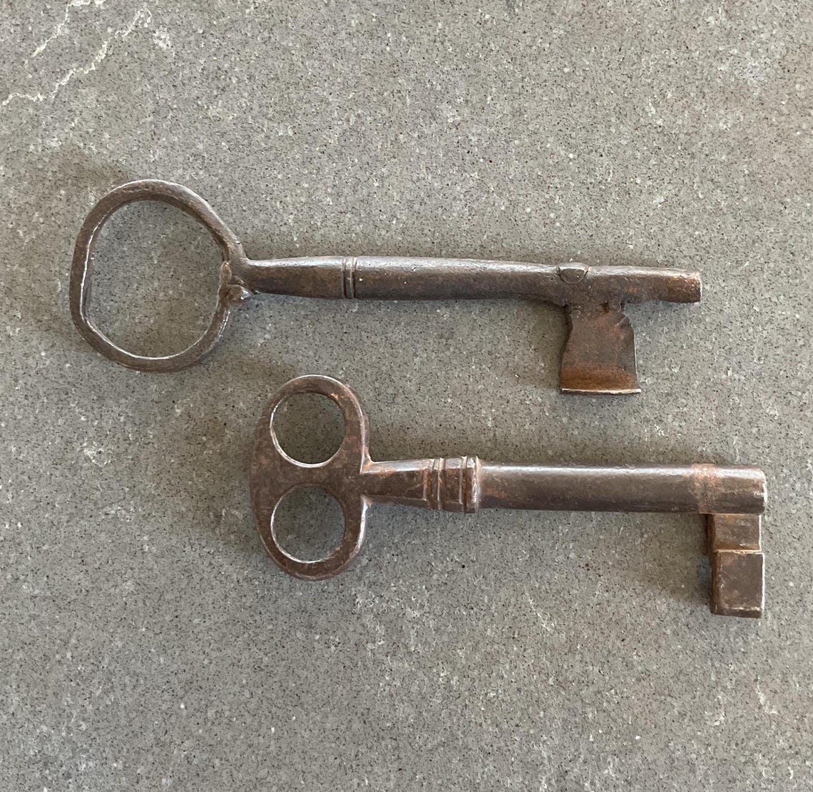 Very Large Vintage Church Keys Hand Forged Cast Iron 1800's Historic ...
